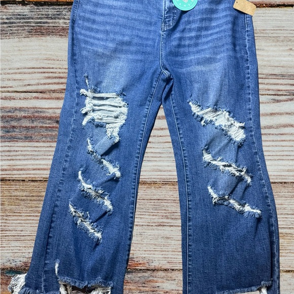 Blakely | Jeans | Trendy Distressed Flare Jeans In Classic Blue | Poshmark